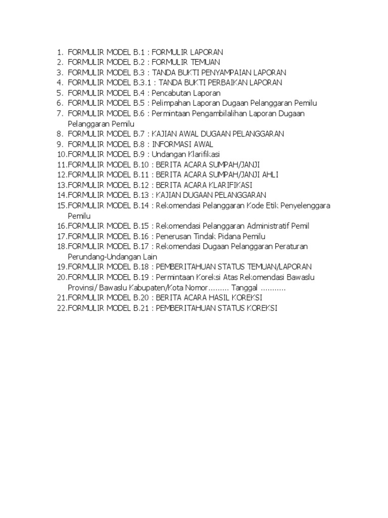 Formulir Model B | PDF