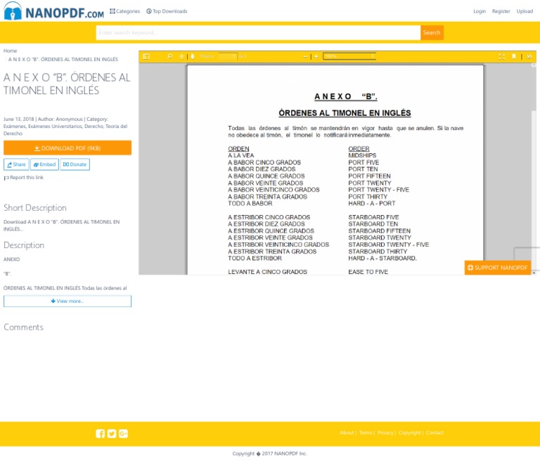 (PDF) A N E X O "B". ÓRDENES AL TIMONEL EN INGLÉS - Free Download PDF | PDF