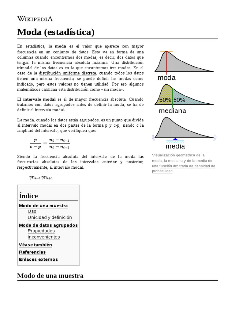Moda (Estadística) | PDF | Modo (Estadísticas) | Media