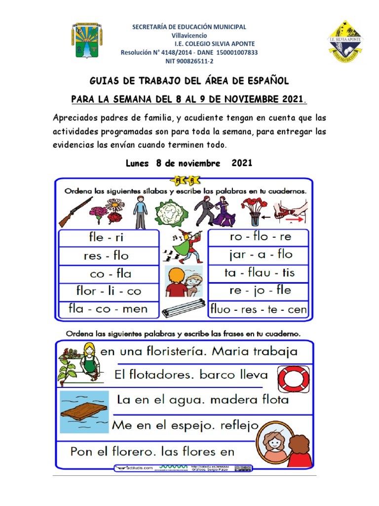 Guías de Trabajo Español Noviembre 2021 | PDF