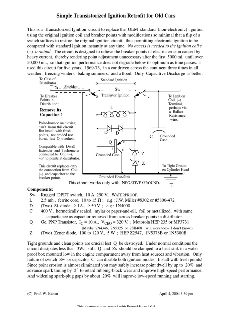 Transistorized Ignition Retrofit Guide | PDF | Ignition System ...