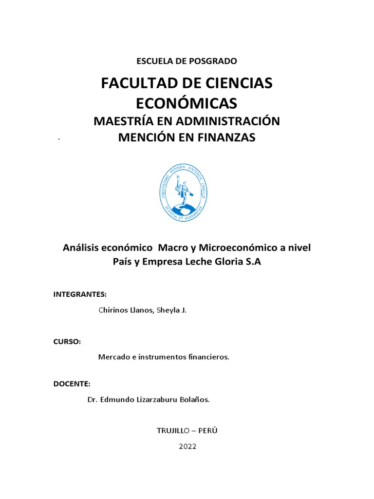 Informe Final - Emp. Leche Gloria Sa PDF | PDF | Deuda | Bonos corporativos