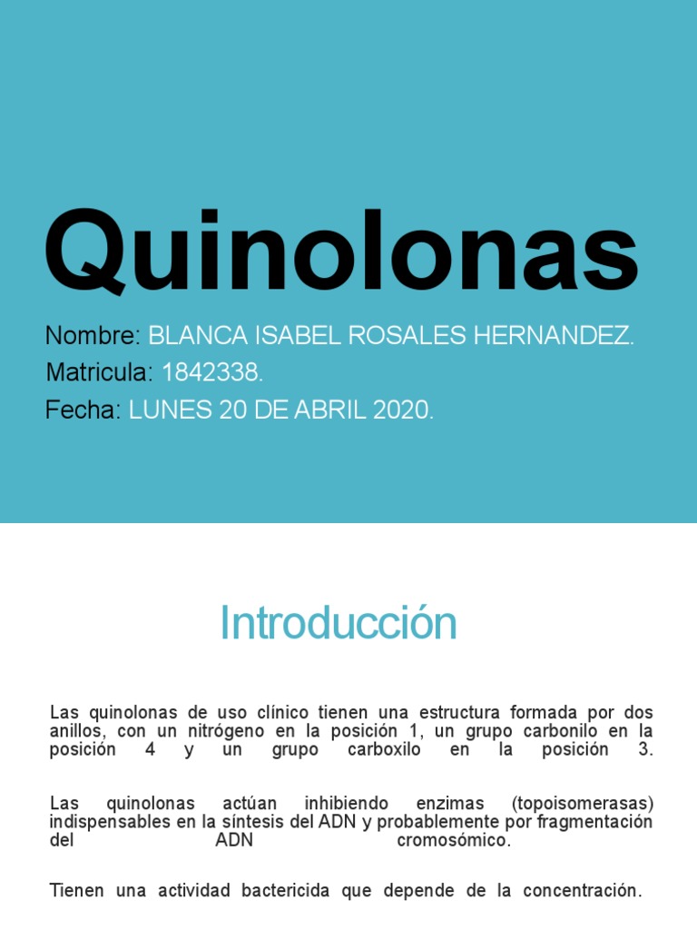 Quinolonas FARMACOLOGIABASICA | PDF | Especialidades Medicas | Medicina CLINICA