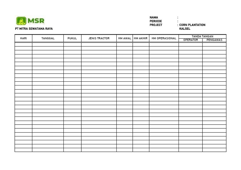 Timesheet Operator MSR | PDF
