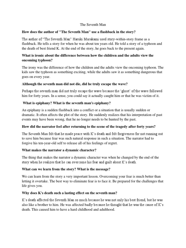 Understanding "The Seventh Man" Themes | PDF | Irony | Narration