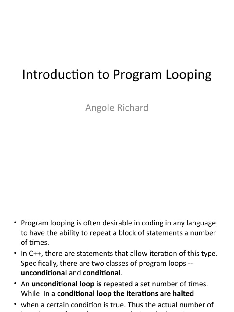 Introduction To Program Looping | PDF | Control Flow | Computer Programming Introduction To Program Looping | PDF | Control Flow | Computer Programming