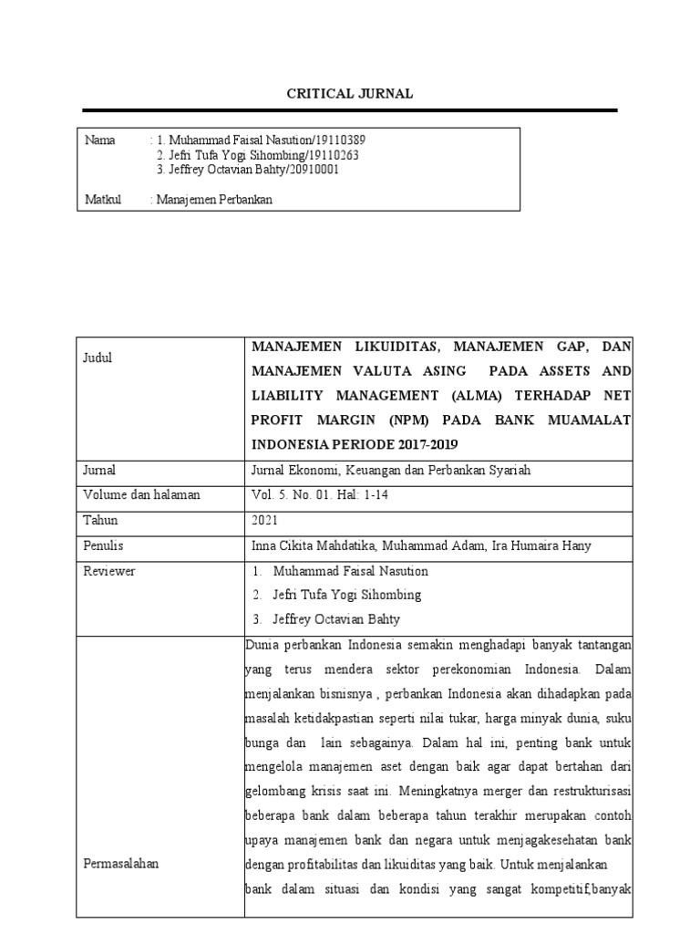 Tugas Jurnal Perbankan | PDF
