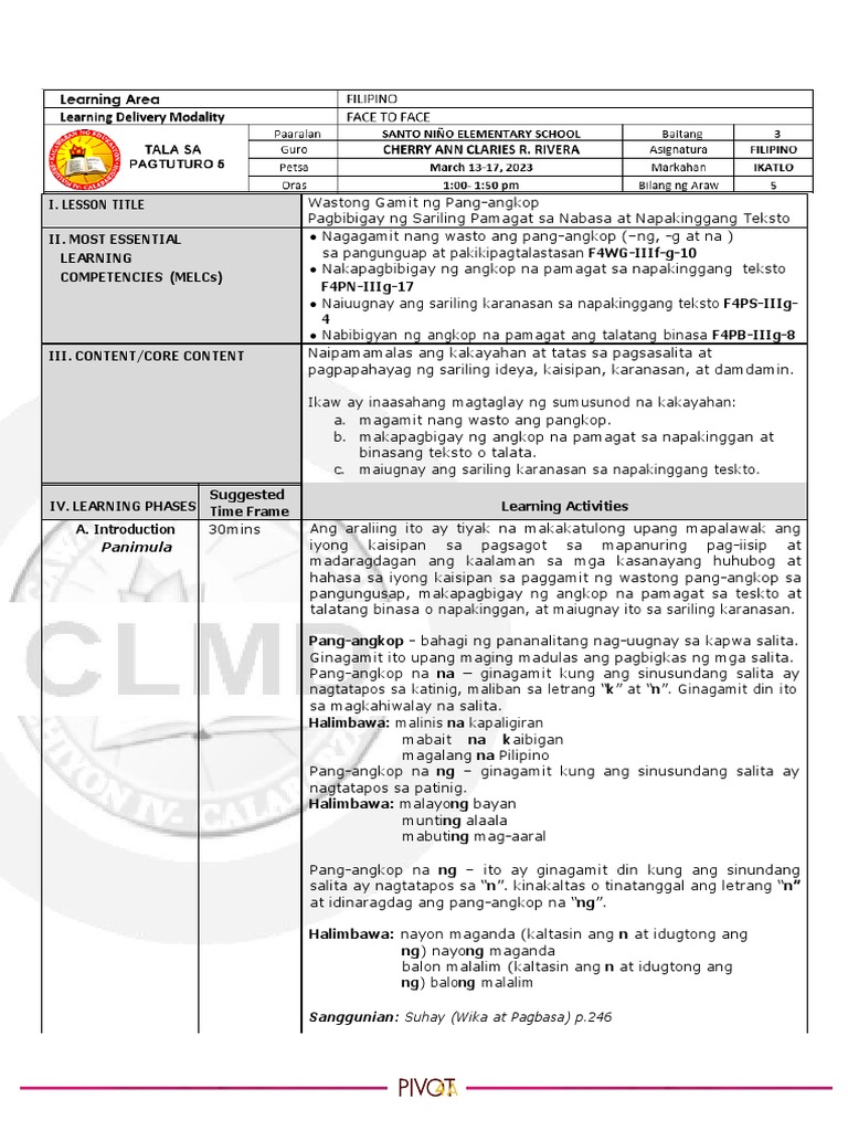 LeaP-Filipino-G4-Week 5-Q3 | PDF