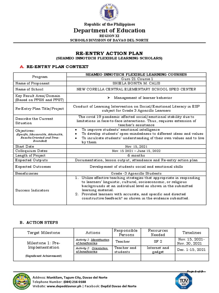 Re-Entry-Plan-SEAMEO-2 HHHHH | PDF | Learning | Communication
