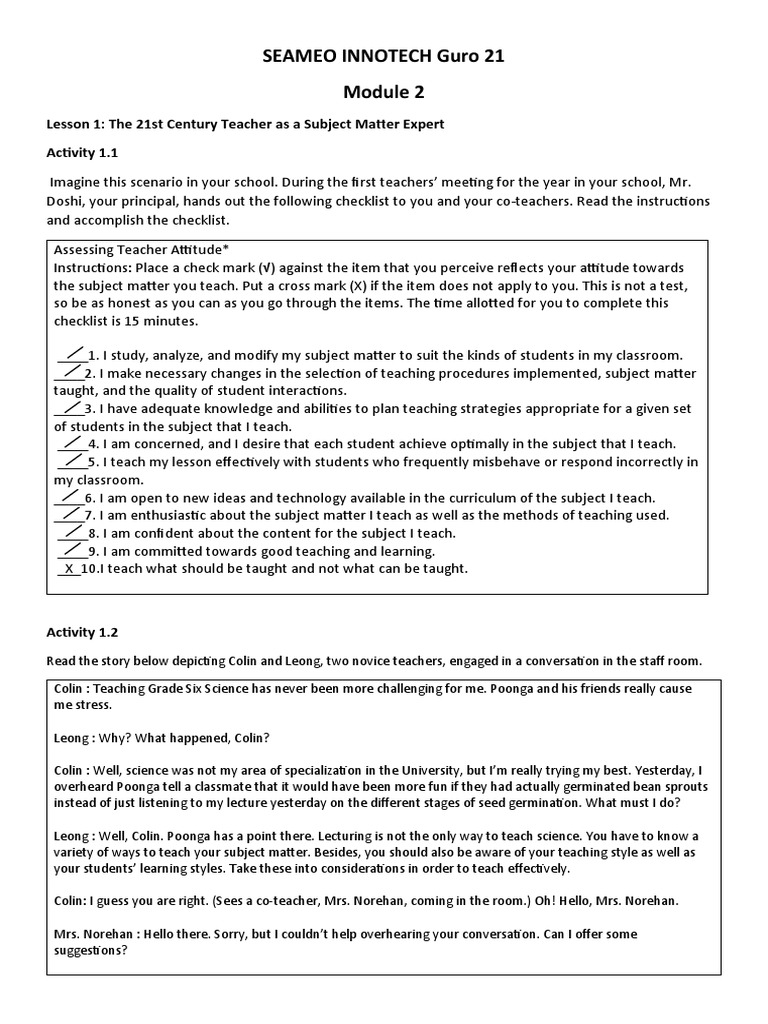 Guro 21 Module 2 Answers HHHHHHHHH | PDF | Teachers | Learning Styles