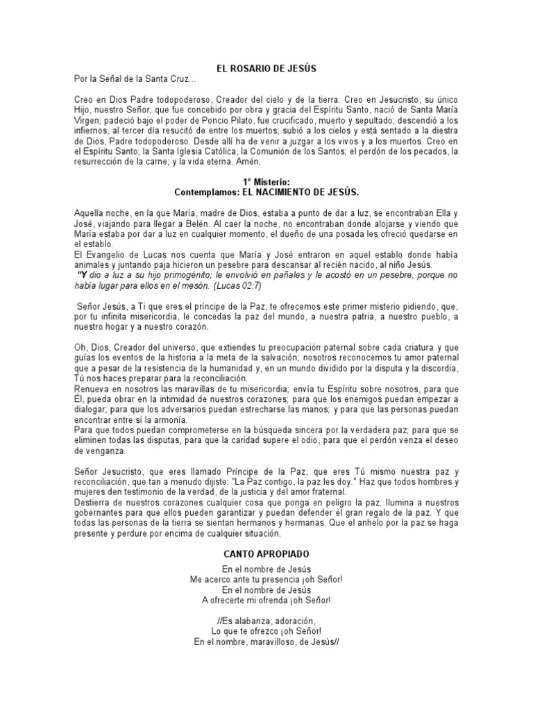 El Rosario De Jesús Pdf María Madre De Jesús Orador Del Señor