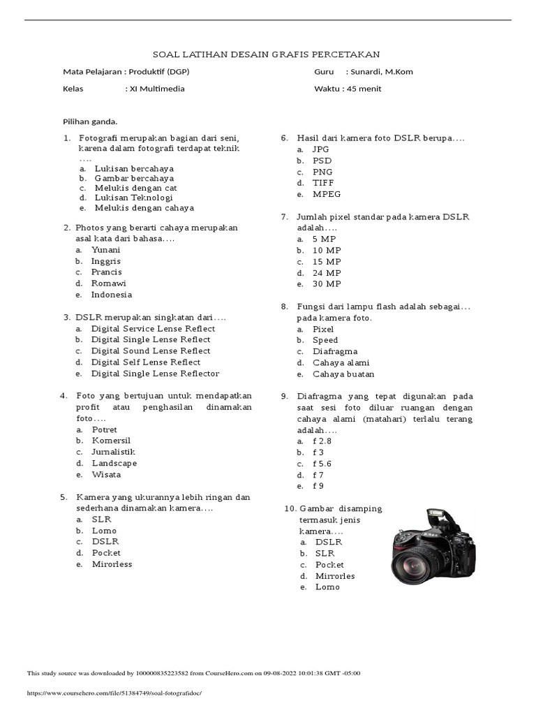 Soal Fotografi | PDF