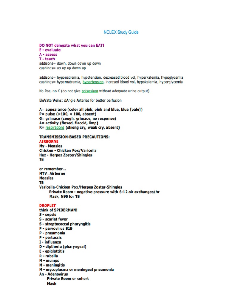 NCLEX Study Guide - Note 1 | PDF