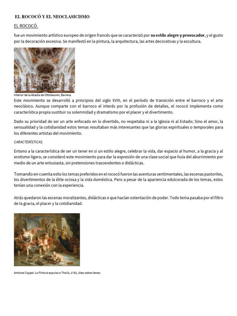 El Rococó y El Neoclasicismo PDF | PDF | Pinturas | Era de iluminacion