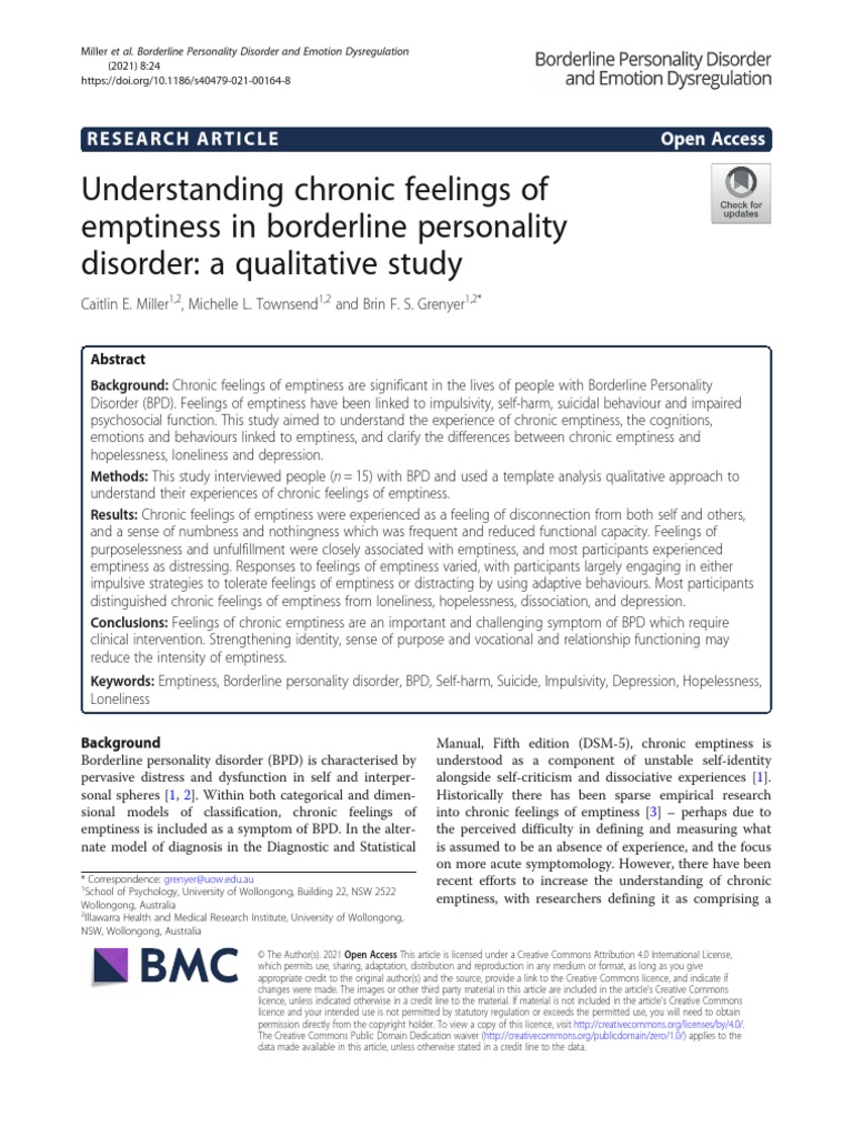 Understanding Chronic Emptiness | PDF | Borderline Personality Disorder ...