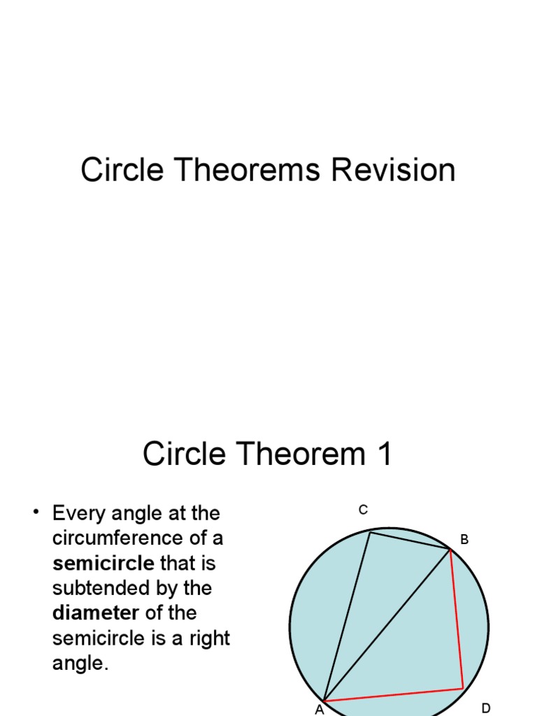 Circle Theorems Revision: A Concise Summary of Eight Key Circle Theorems | PDF | Circle ...