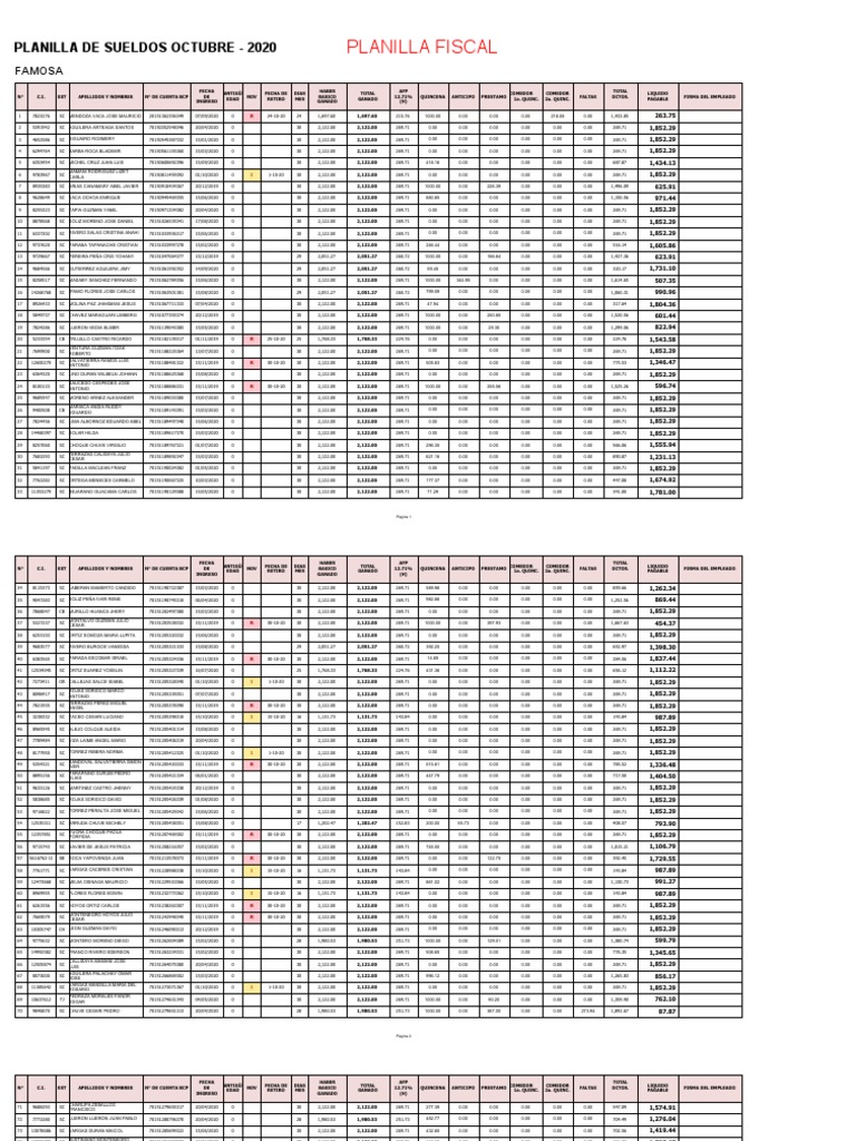 Modelo de Planilla | PDF