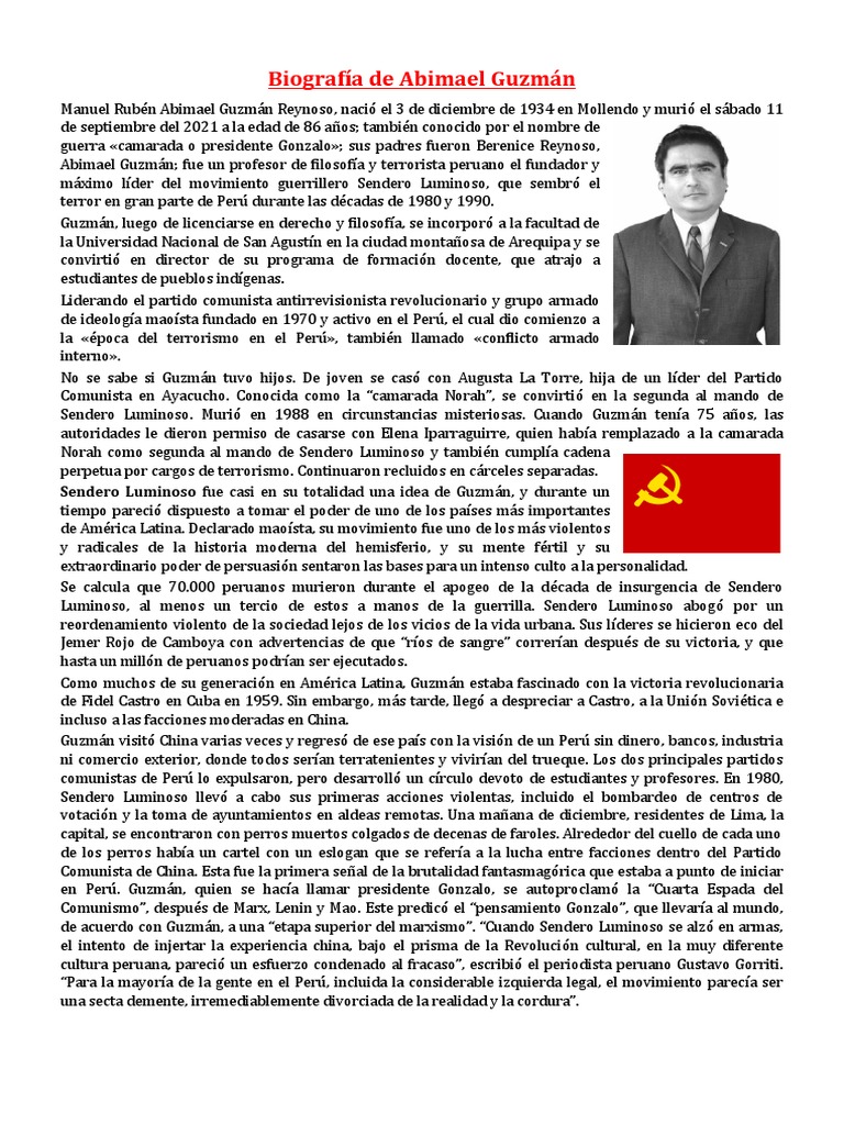 Biografía de Abimael Guzmán | PDF