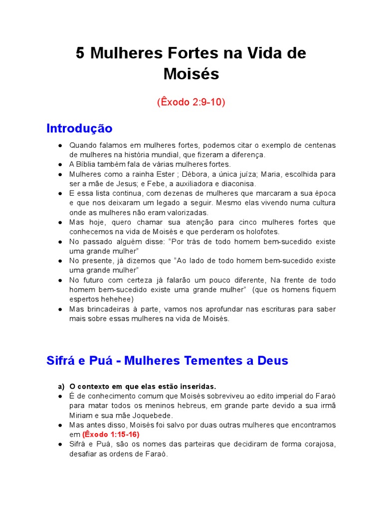 Mulheres Notáveis na Vida de Moisés: Como Sifrá, Puá, Joquebede, a ...