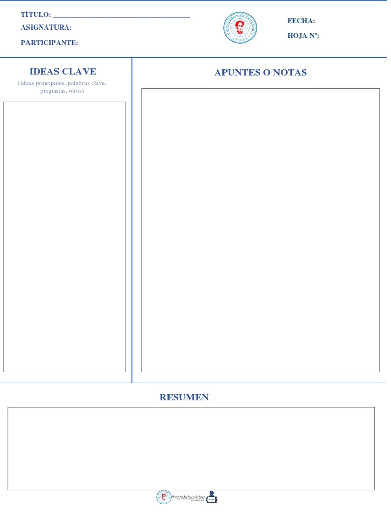 Plantilla Método Cornell | PDF
