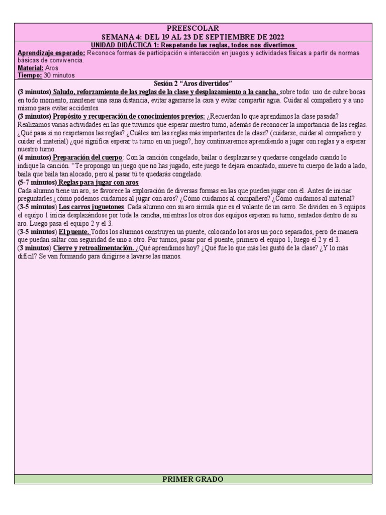 Semana 4 Unidad Didactica 1 Sesion 2 | PDF | Aprendizaje