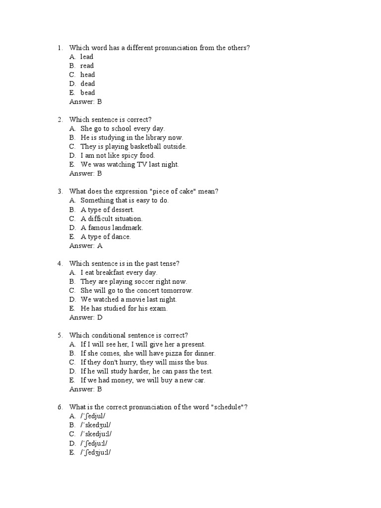 Soal Pilihan Ganda Bahasa Inggris | PDF | Grammatical Tense | English ...