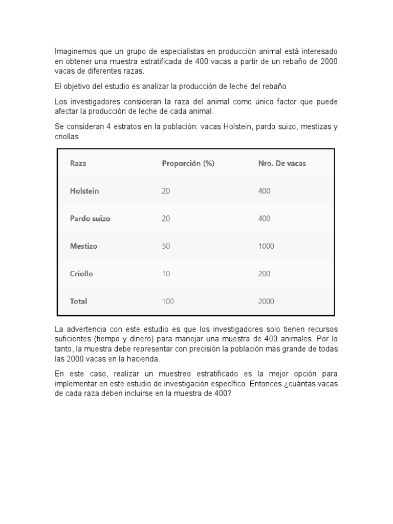Ejercicio de Muestreo Estratificado | PDF