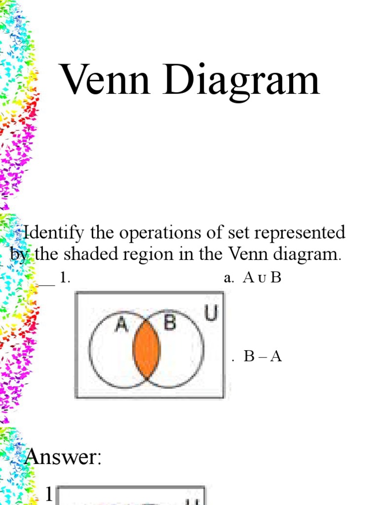 Venn Diagram Set Operations Guide | PDF | Teaching Methods & Materials ...