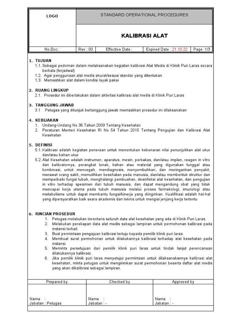 Sop Kalibrasi Alat | PDF