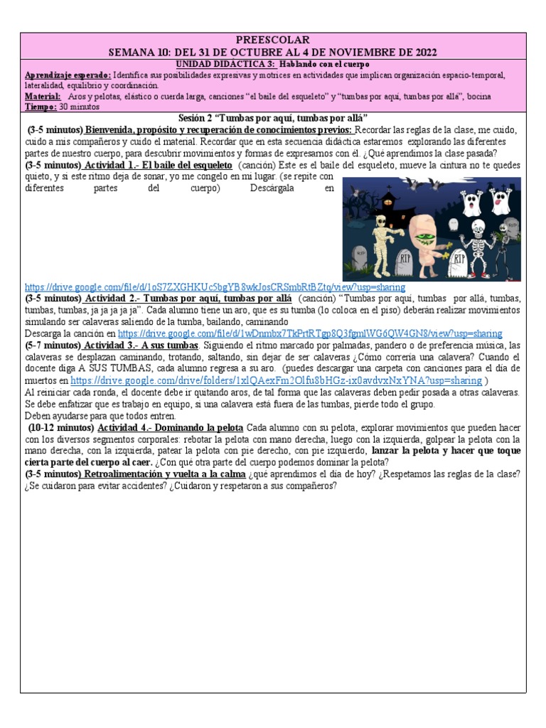 Semana 10 Unidad Didactica 3 Sesion 2 | PDF | Pelota | Bailes