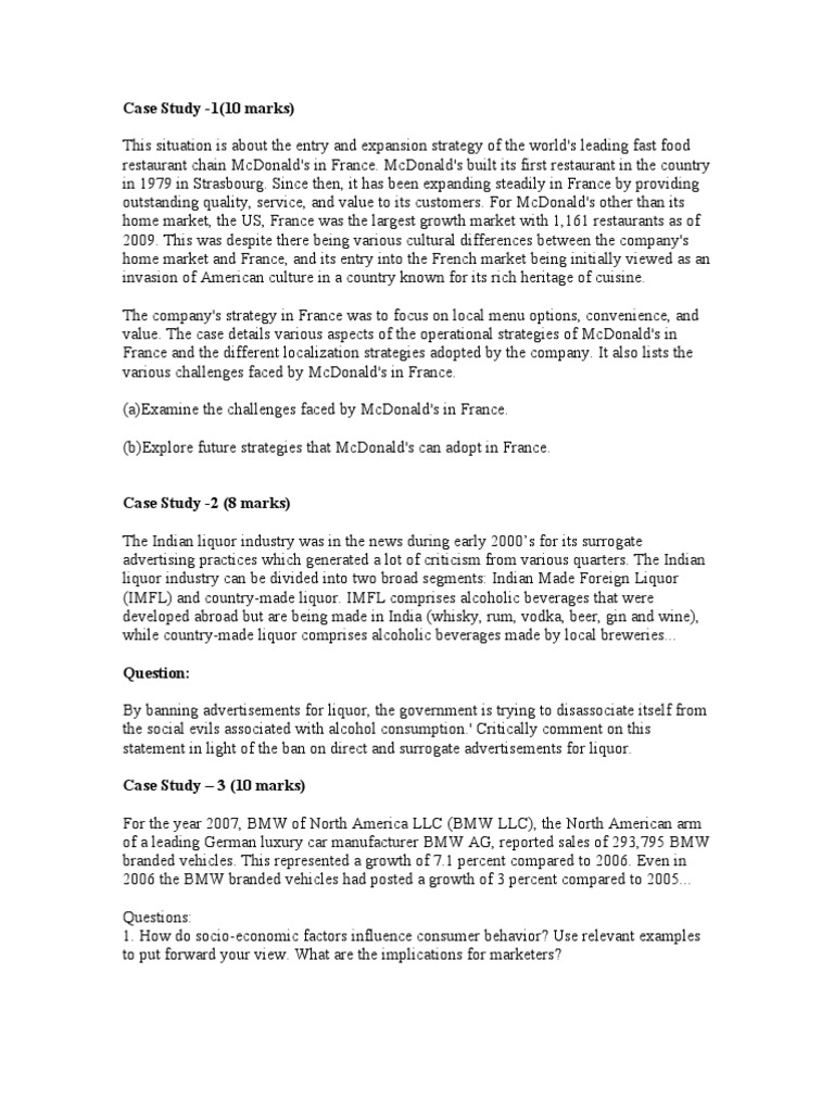 Case Study | PDF | Distilled Beverages | Mc Donald's