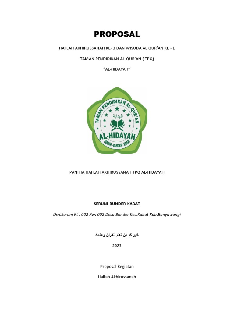 Proposal Haflah Akhirussanah TPQ 2023 | PDF | Ilmu Sosial