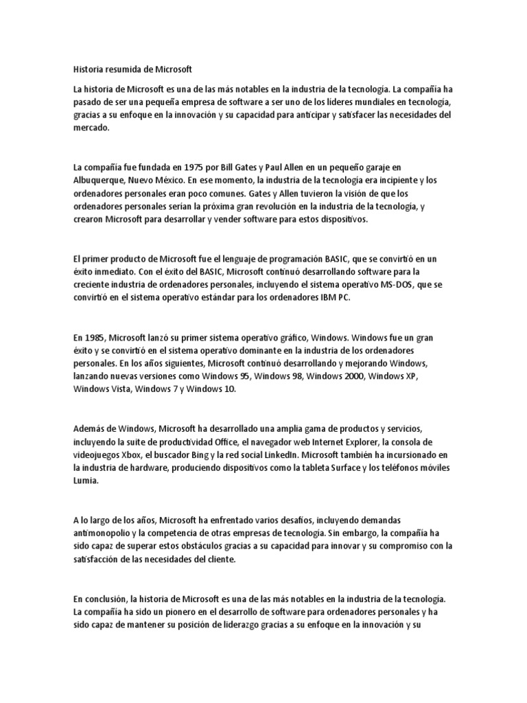 Historia Resumida de Microsoft | PDF | Microsoft | Microsoft Windows