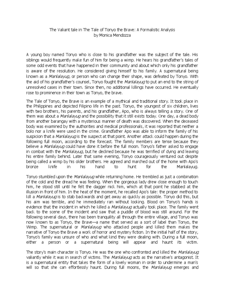 Formalism Task - Short Story - MENDOZA | PDF