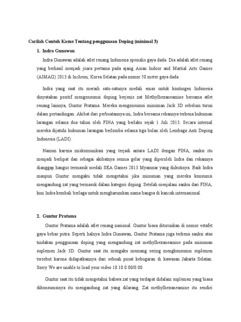 Contoh Kasus Tentang Penggunaan Doping | PDF