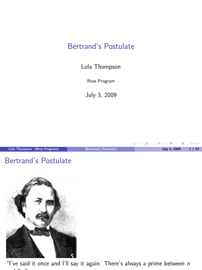 Bertrand's Postulate | PDF | Prime Number | Discrete Mathematics