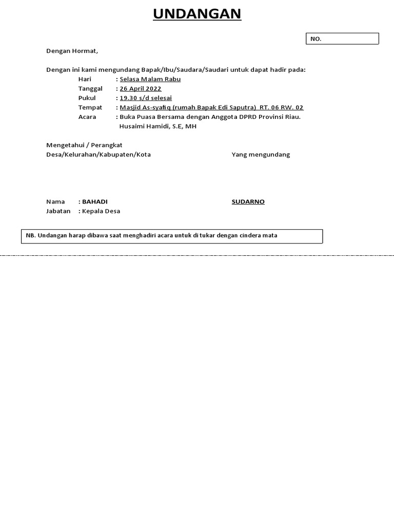 Undangan Reses Dewan | PDF