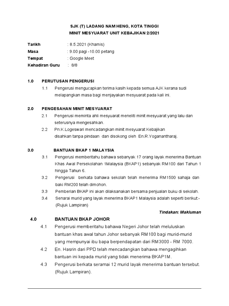 Minit 2 Unit Kebajikan 2021 | PDF