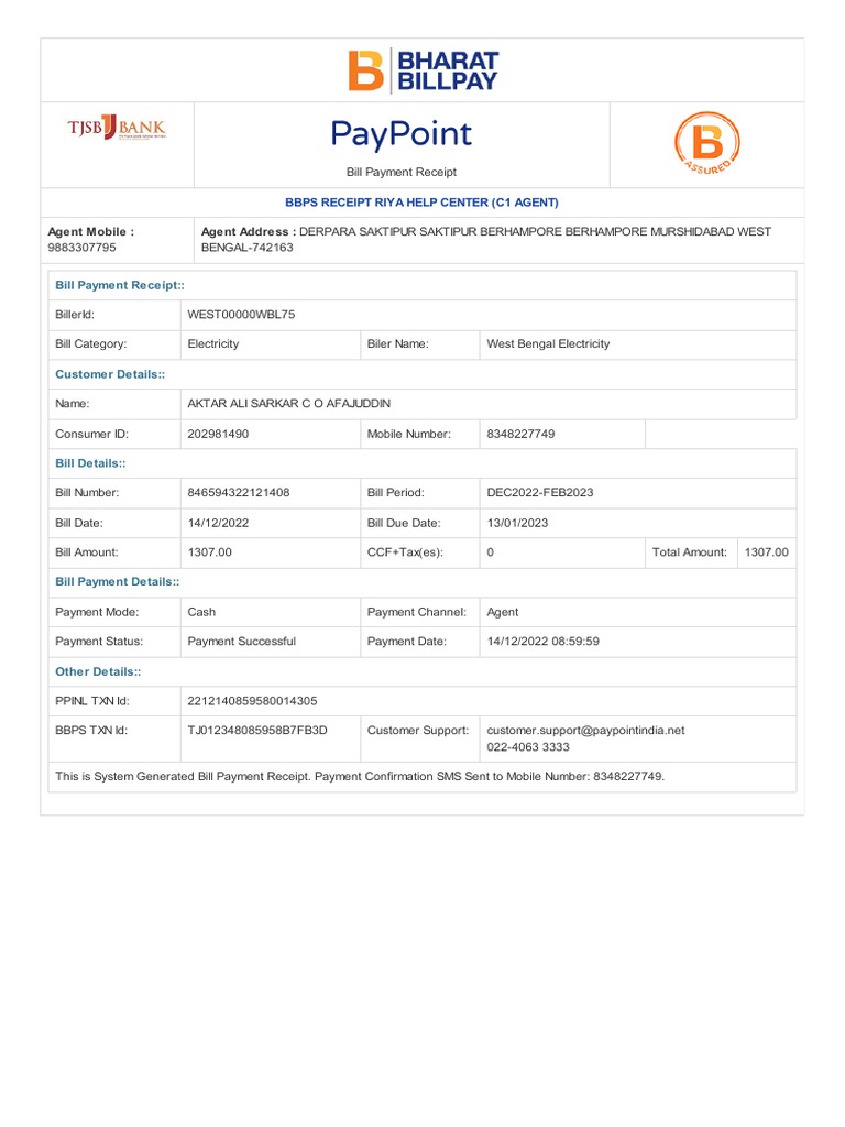 Aktar E-Bill Recive | PDF | Finance & Money Management