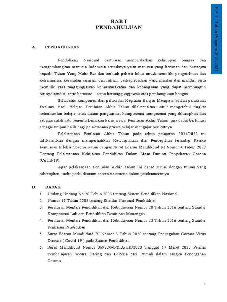 Program Kerja PAT 2022 | PDF