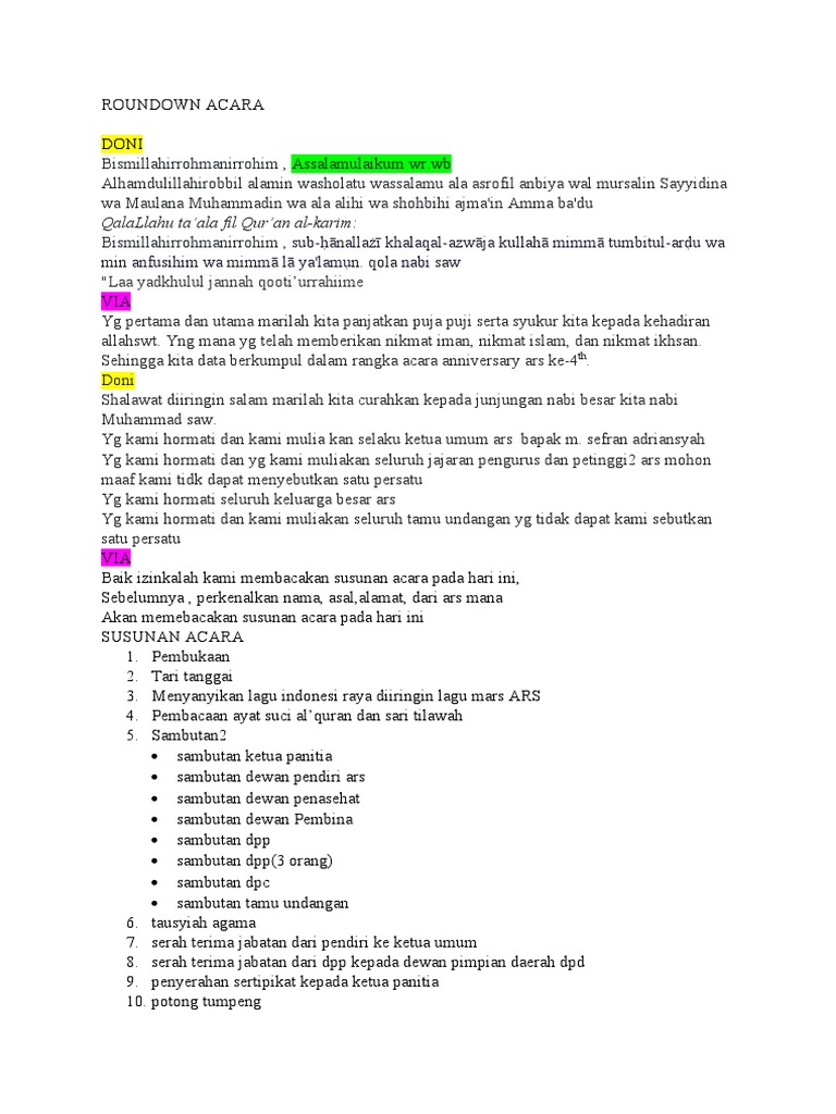 Roundown Acara | PDF