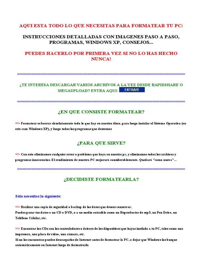Formatear e Instalar XP - Imagenes Paso A Paso, Programas, Todo Aqui | PDF | Microsoft Windows ...