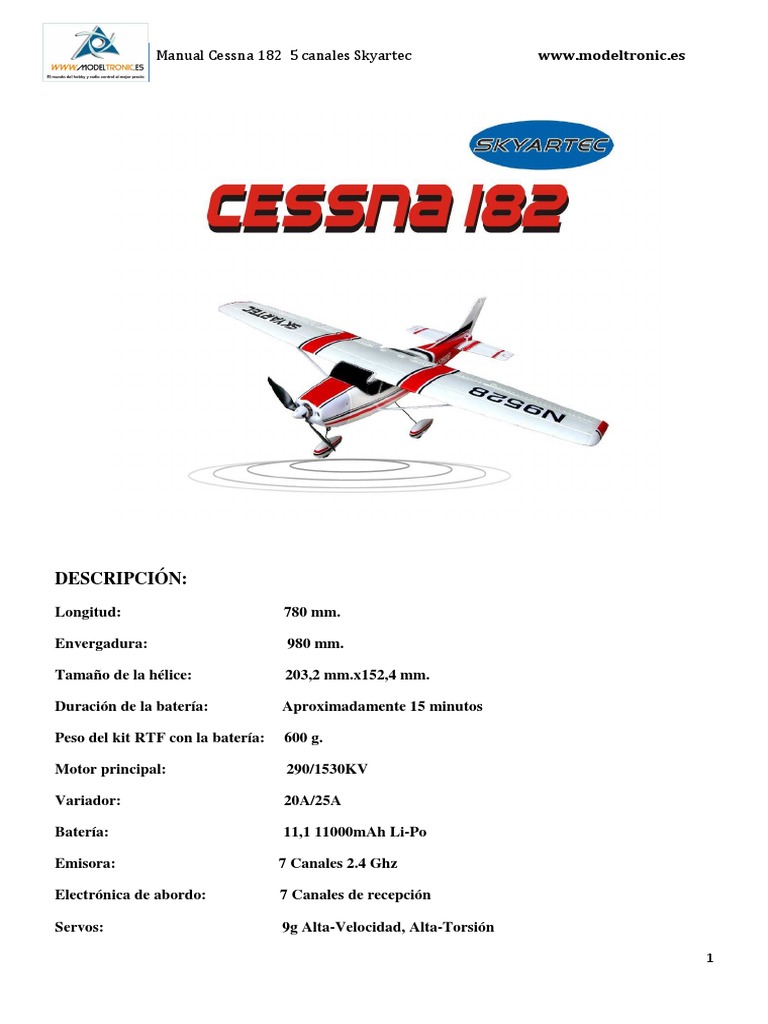 Xdoc - MX Manual de La Cessna 182 Skyartech Hecho Por Modeltronic PDF | PDF | Avión | Cargador ...