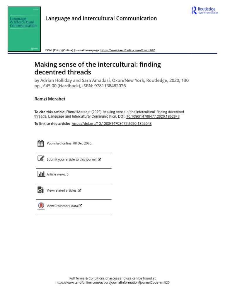 Making Sense of The Intercultural Finding Decentered Threads | PDF ...