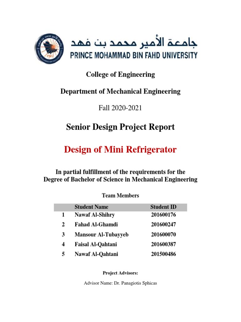 design_of_mini_refrigerator_report | PDF | Refrigerator | Heat Transfer