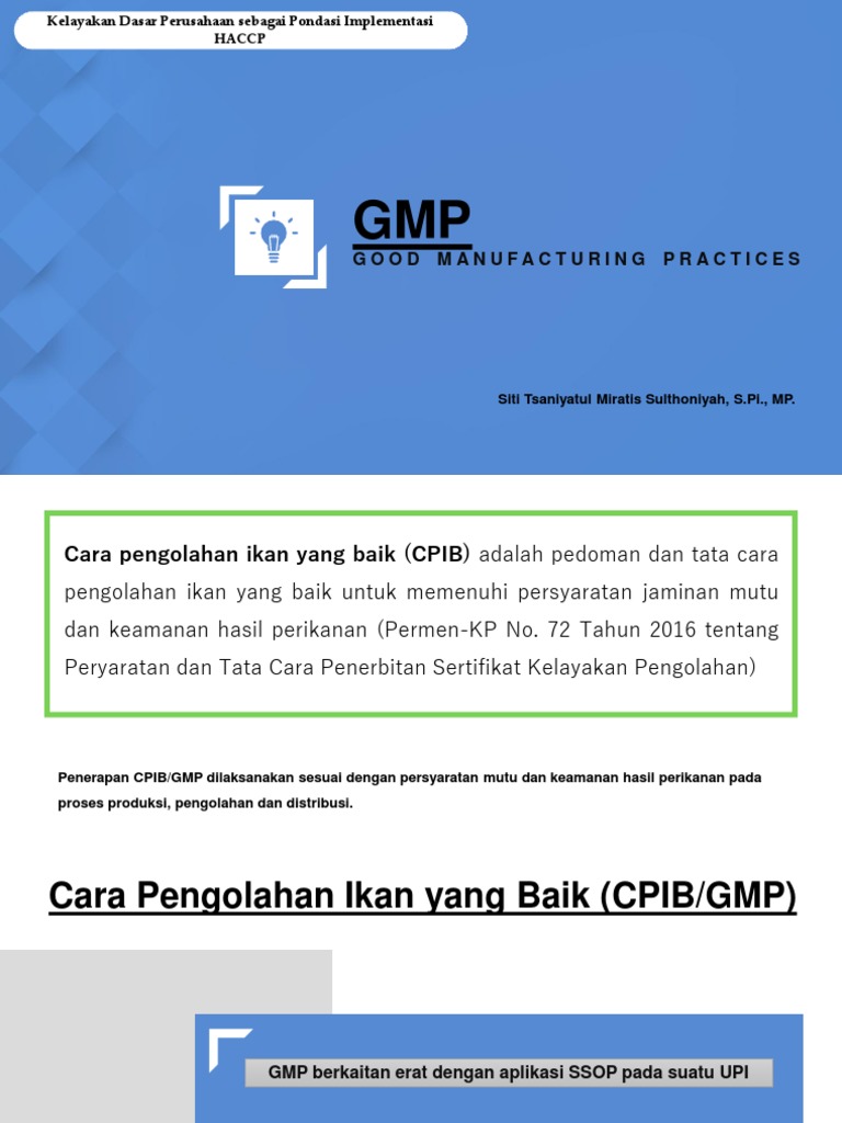 Penerapan GMP dalam Pengolahan Ikan | PDF