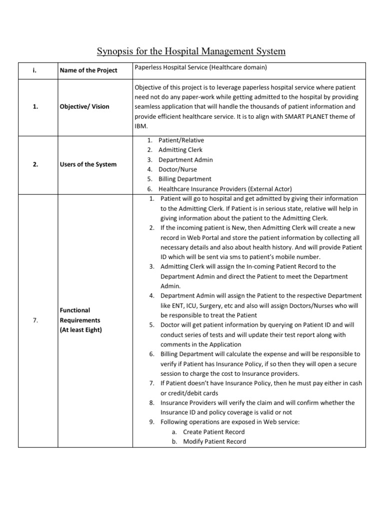 Hospital Management System Overview | PDF | Patient | Service Oriented ...