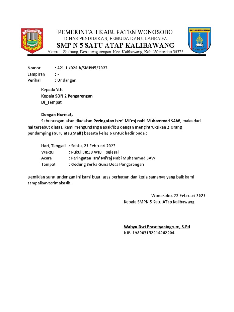 Surat Undangan Isro' Mi'roj | PDF