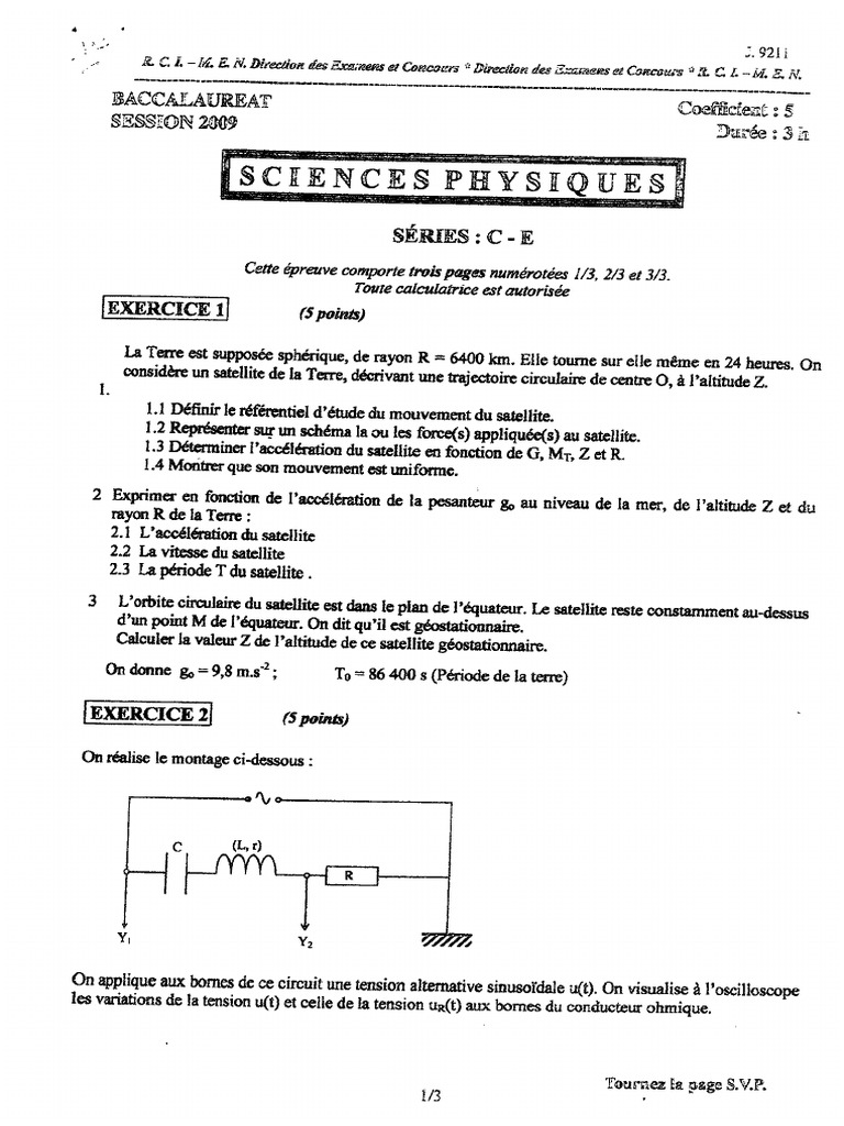 Bac C Physique 2009 | PDF