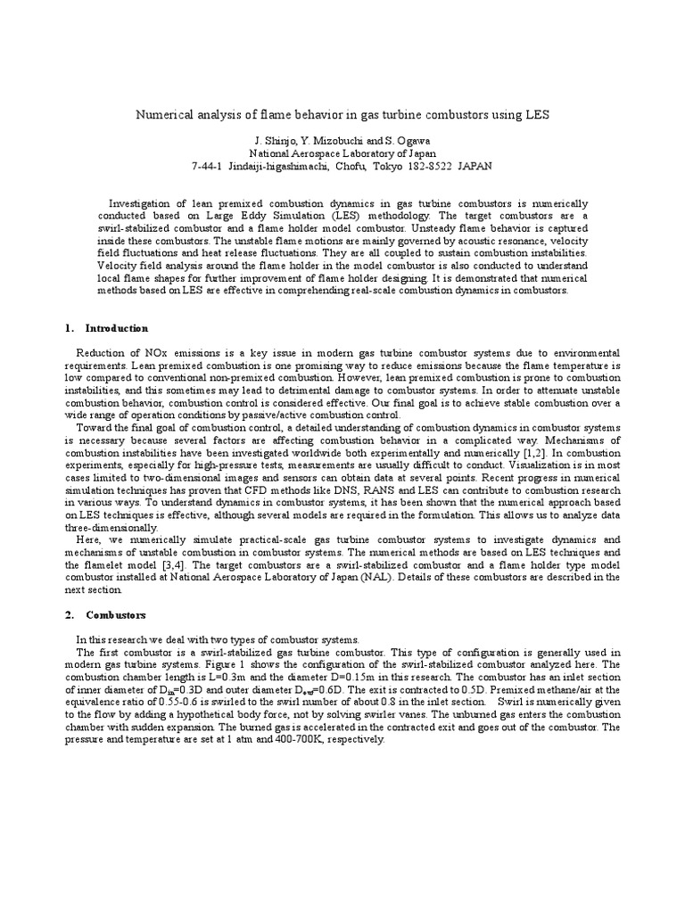 Numerical Analysis of Flame Behavior in Gas Turbine Combustors | PDF | Combustion | Physical ...